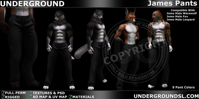 Second Life Marketplace - [UG MESH] JAMES PANTS FURRY - FULL PERM
