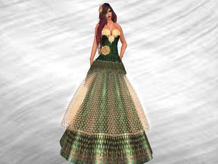 Second Life Marketplace - DD Green Christmas Dress With Lace