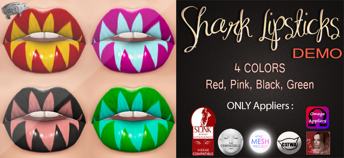 Second Life Marketplace - Mad' - Shark Lipsticks [DEMO] [APPLIERS]