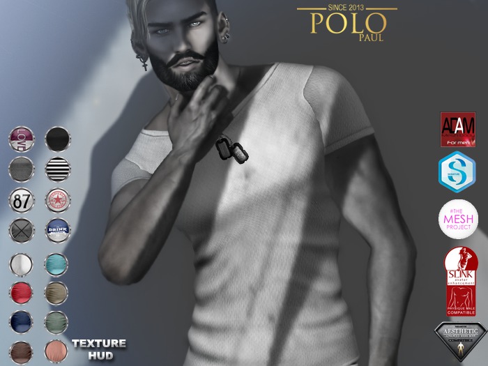 Second Life Marketplace - DEMO (WEAR ME)! POLO PAUL-MALE SUMMER T-SHIRT