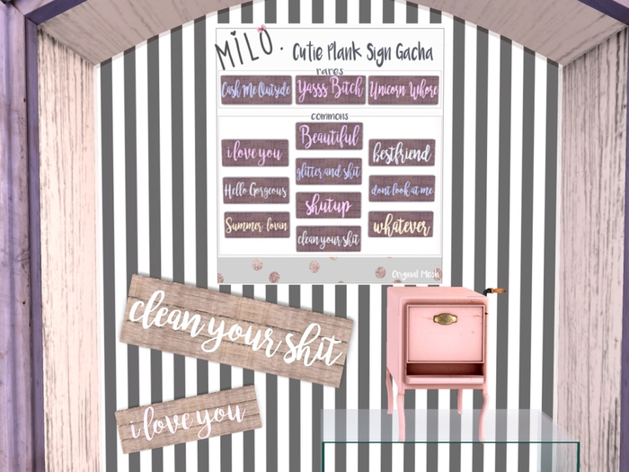 Second Life Marketplace - Milo. Plank Sign Gacha - Bestfriend