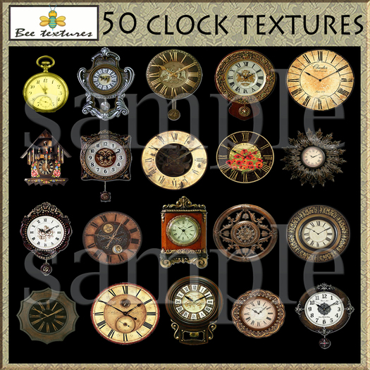Second Life Marketplace - 50 clock textures - steampunk textures ...