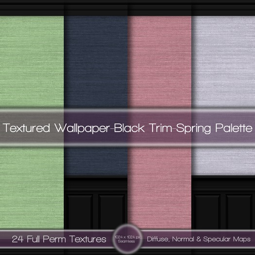 Second Life Marketplace - {L} Textured Wallpaper-Black Trim-Spring Palette