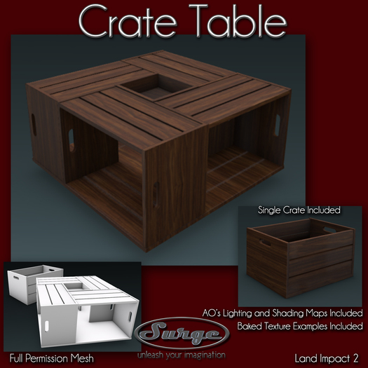 Second Life Marketplace - Crate Table - Full Permission Mesh