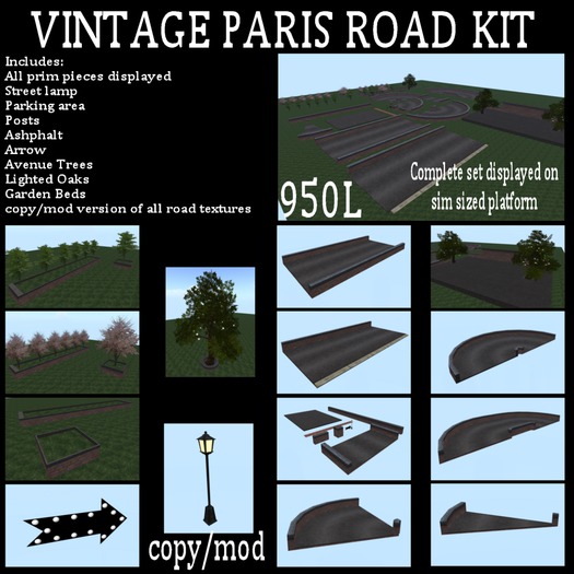 Second Life Marketplace - Vintage Paris road kit with bonus landscaping
