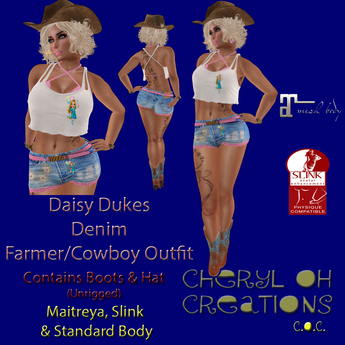 Second Life Marketplace - Daisy Duke Cowboy/Farmer Outfit