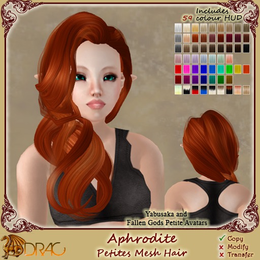Second Life Marketplace - [Drac] Aphrodite Mesh Hair Petite + HUD ...