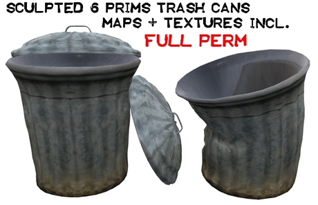 Second Life Marketplace - Sculpted Trash Cans Full perm