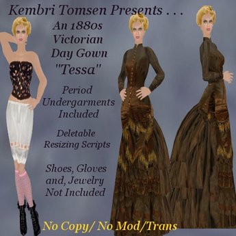 Second Life Marketplace - Curious Seamstress Victorian Day Gown - Tessa