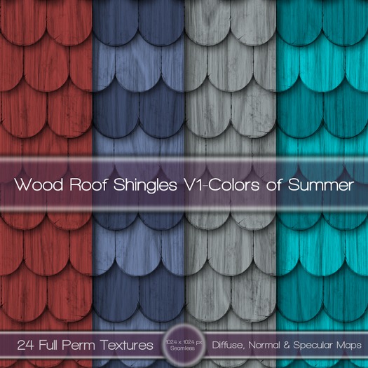 Second Life Marketplace - {L} Wood Roof Shingles V1-Colors of Summer