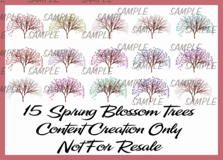 Second Life Marketplace - 15 Spring Blossom Trees Alpha Textures
