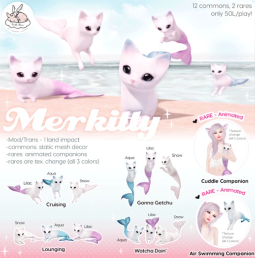 Second Life Marketplace - +Half-Deer+ Merkitty - Lounging (Aqua)