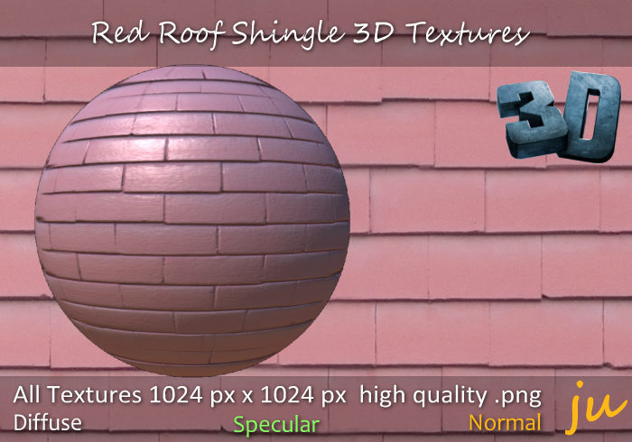 Second Life Marketplace - JU Red Roof Shingle 3D Textures Full Perm