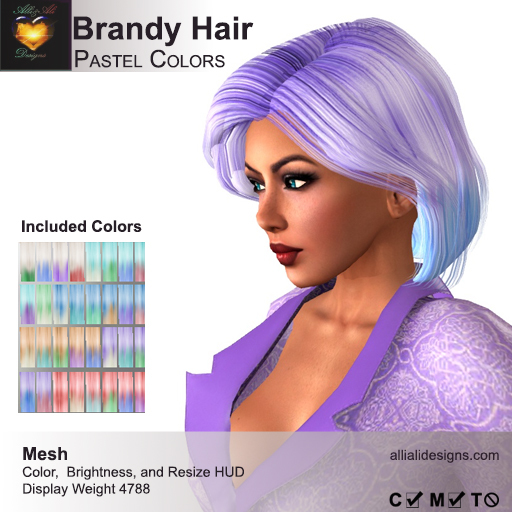 Second Life Marketplace - A&A Brandy Hair Pastel Colors Pack. Womens ...
