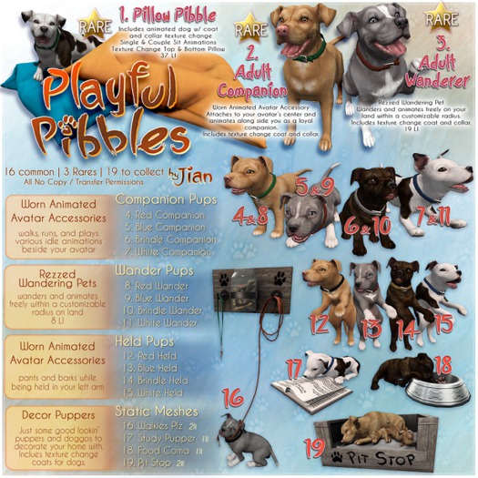 Second Life Marketplace - JIAN Playful Pibbles BOX 6. Brindle Companion Pup