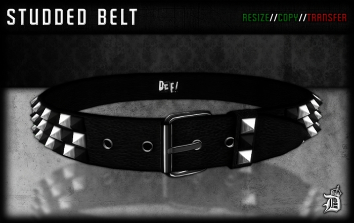 Second Life Marketplace - DEF! Belt / Studded / Black & White (Unisex)