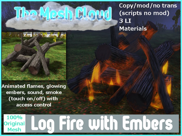 Second Life Marketplace - [TMC] Log Fire with Glowing Embers + Access ...