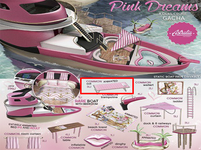 Second Life Marketplace Astralia Pink Dreams Beach Cot Animated