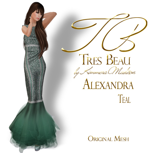 Second Life Marketplace - Tres Beau "Alexandra", Teal Sequin