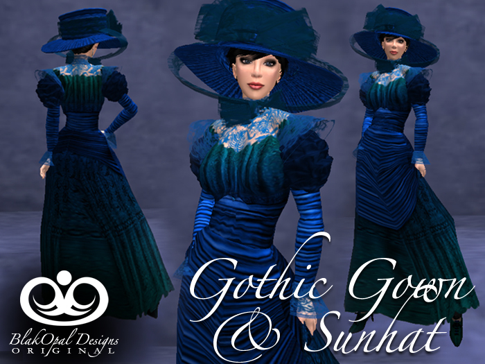 Second Life Marketplace - Gothic Gown Outfit - Aquamarine