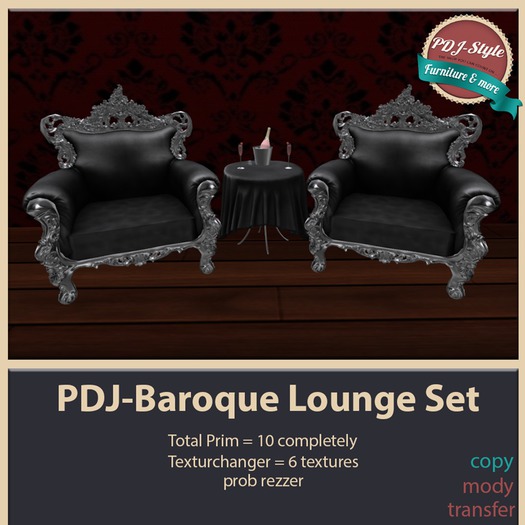 Second Life Marketplace - PDJ-Baroque Lounge Set Box