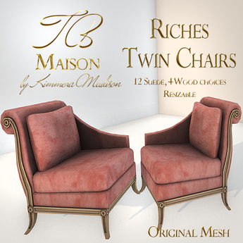 Second Life Marketplace - TB Maison Riches Twin Chairs, Suedes BOXED ...
