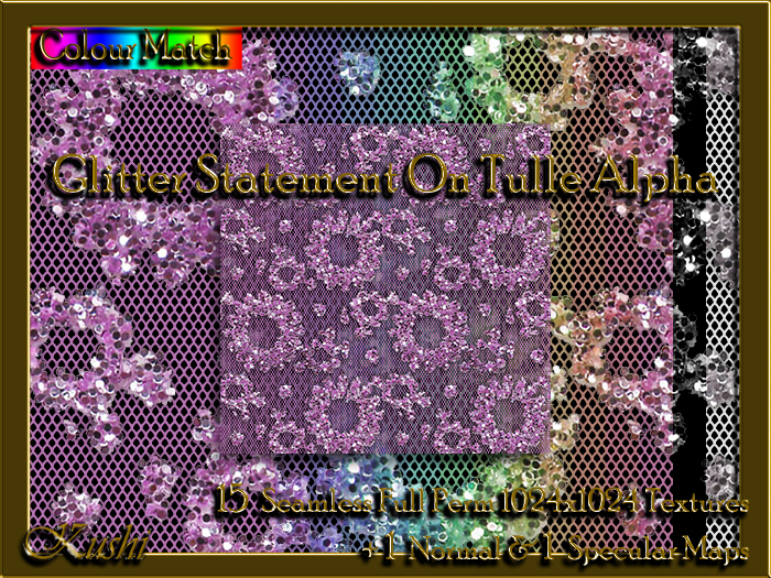 Second Life Marketplace - Glitter Statement On Tulle Alpha Textures