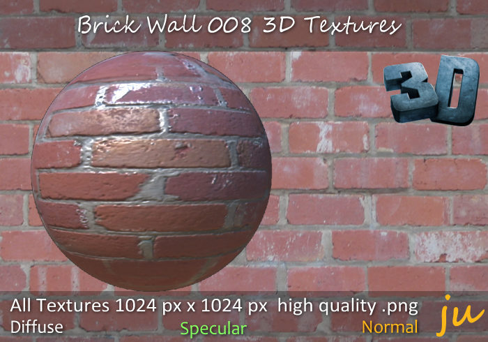 Second Life Marketplace - JU Brick Wall 008 3D Textures Full Perm