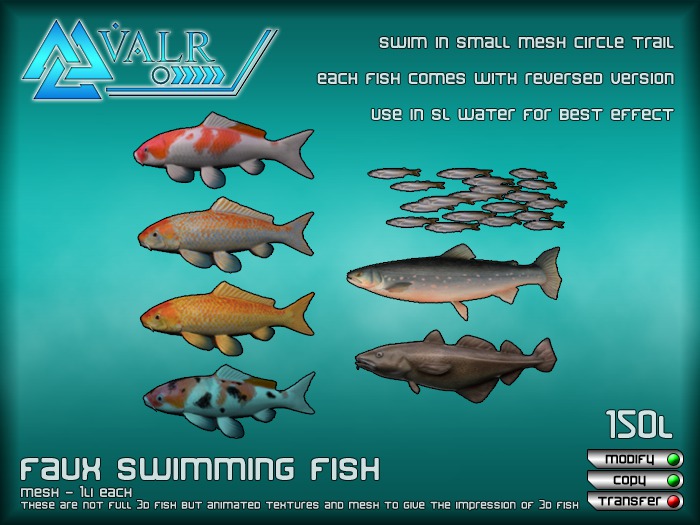 Second Life Marketplace - [VALR] Faux Swimming Fish