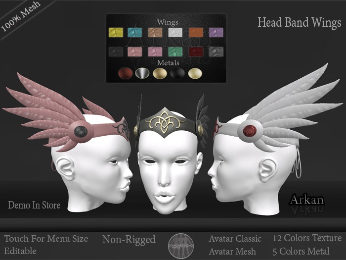 Second Life Marketplace - .::Arkan::. Head Band Wings {DEMO}