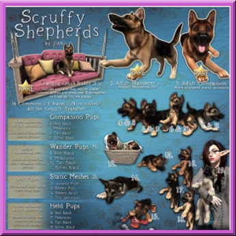 Second Life Marketplace - Scruffy Shepherds BOX 10. Wander Pup Tan Black