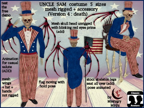 Second Life Marketplace - DEMO Uncle Sam costume mesh rigged 5 sizes ...