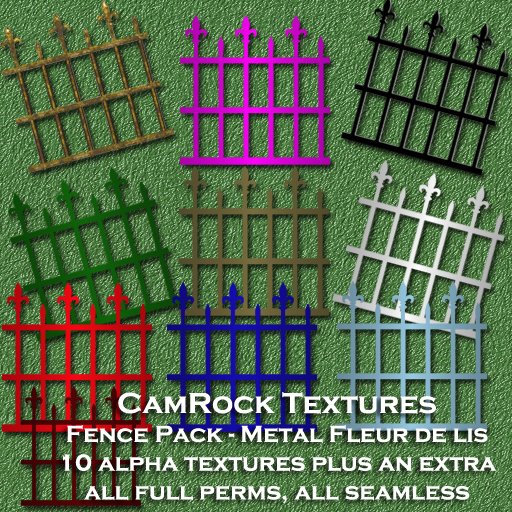 Second Life Marketplace - CamRock Textures - Fence - Metal Fleur de Lis