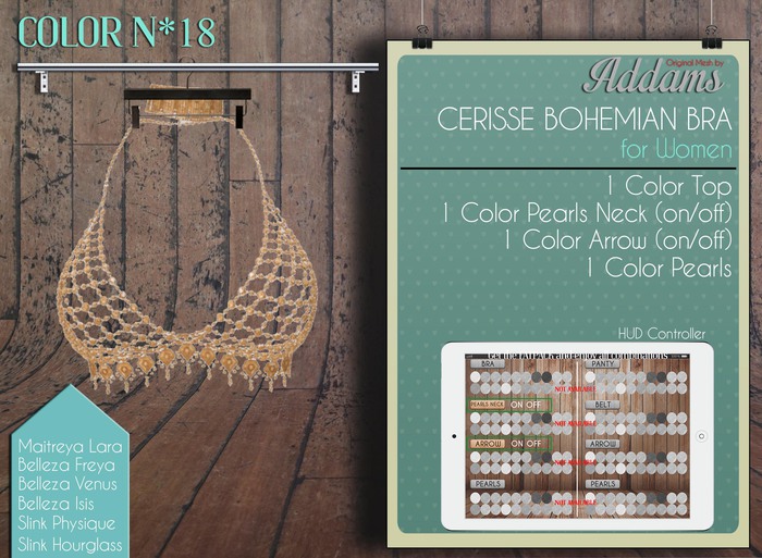 Second Life Marketplace - Addams Lingerie "Cerisse" Mesh Bra -Maitreya ...