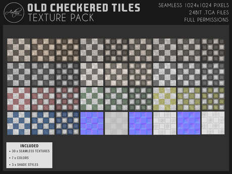 Second Life Marketplace - [AC] Seamless Old Checkered Tiles Texture Pack