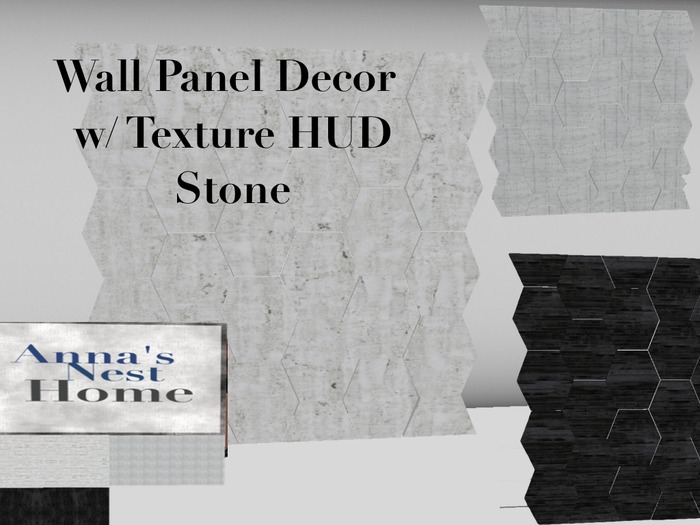 Second Life Marketplace - AN Wall Panel Decor w/Texture HUD Stone (box)