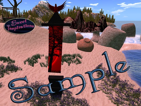 Second Life Marketplace - Modifyable Vertical Banner w/ Phoenix (Mesh)