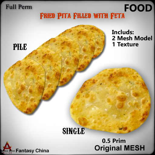 Second Life Marketplace - FC- Full Perm Mesh Fried Pita Filled with Feta BP