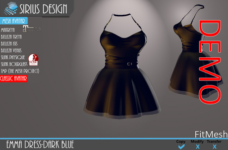 Second Life Marketplace - Sirius Design Emma Dress DEMO Boxed===DEMO===