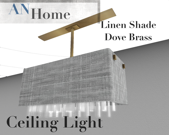 Second Life Marketplace - AN Ceiling Light Linen Dove Brass (box)