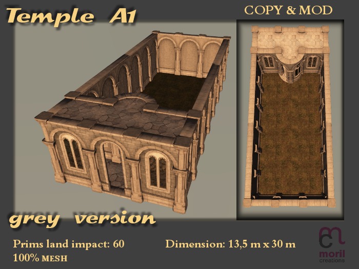 Second Life Marketplace - !Moril Creations! Temple A1 - GREY - C/M