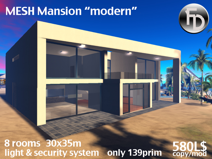 Second Life Marketplace - *FINNLEY DESIGN* Mansion "modern" mesh house ...