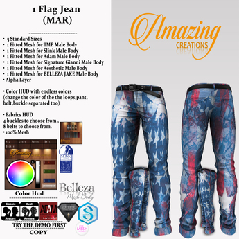 Second Life Marketplace - AmAzINg CrEaTiOnS 1 Flag Jean (MAR) 01