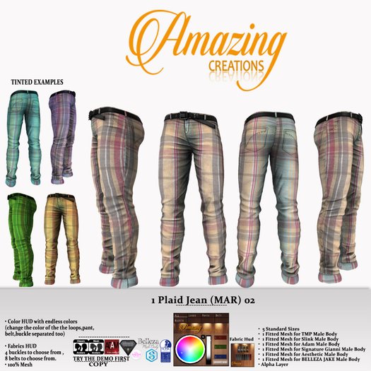 Second Life Marketplace - AmAzINg CrEaTiOnS 1 Plaid Jean (MAR) 02