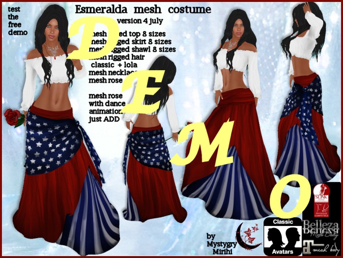 Second Life Marketplace - DEMO free PROMO Esmeralda mesh rigged costume ...