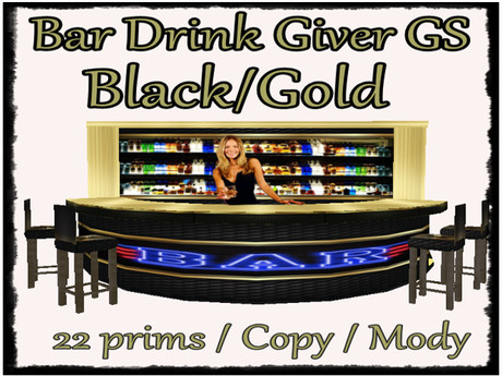 Second Life Marketplace - Bar Drink Giver Black/Gold GS