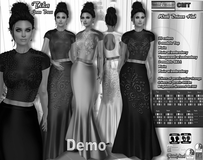 Second Life Marketplace - DEMO R.F. Mesh Line - TIKA Gown Dress DEMO