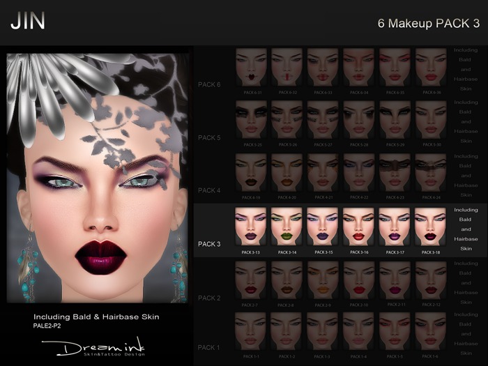 Second Life Marketplace - DREAM INK "Classic Skin JIN Pack 3" P2-Pale2