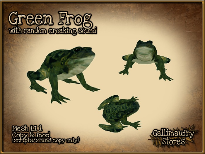 Second Life Marketplace - *GALLI* - Mesh - Frog Green with Sound - LI ...