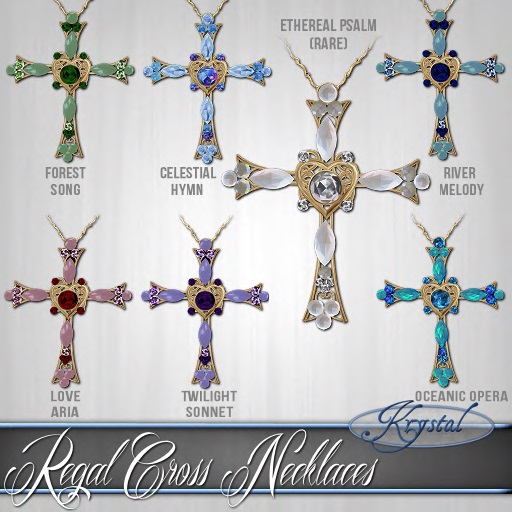Second Life Marketplace - Regal Cross Necklace - Gold - Oceanic Opera